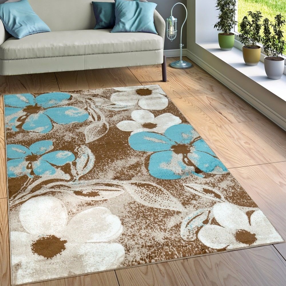 Modern tapijt bloemen bruin - Gratis verzending!